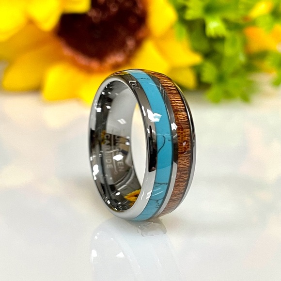 Accessories | New Design Mens Wedding Band Inlay Gun Metal Inside ...